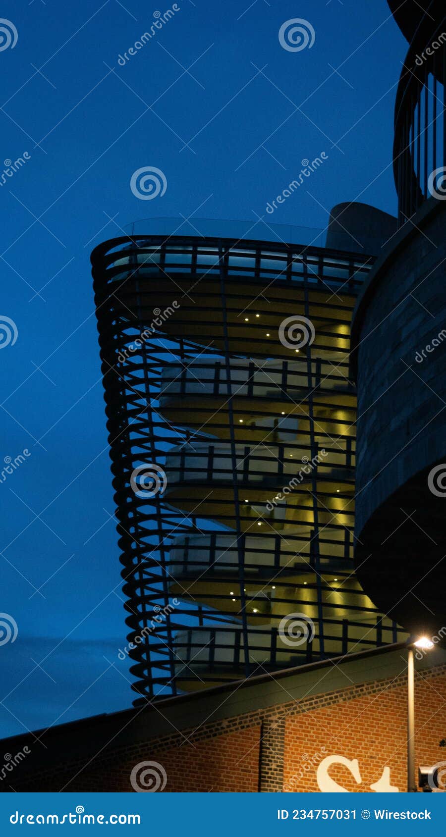Vertical Shot of a Modern Building at Night Stock Image - Image of ...