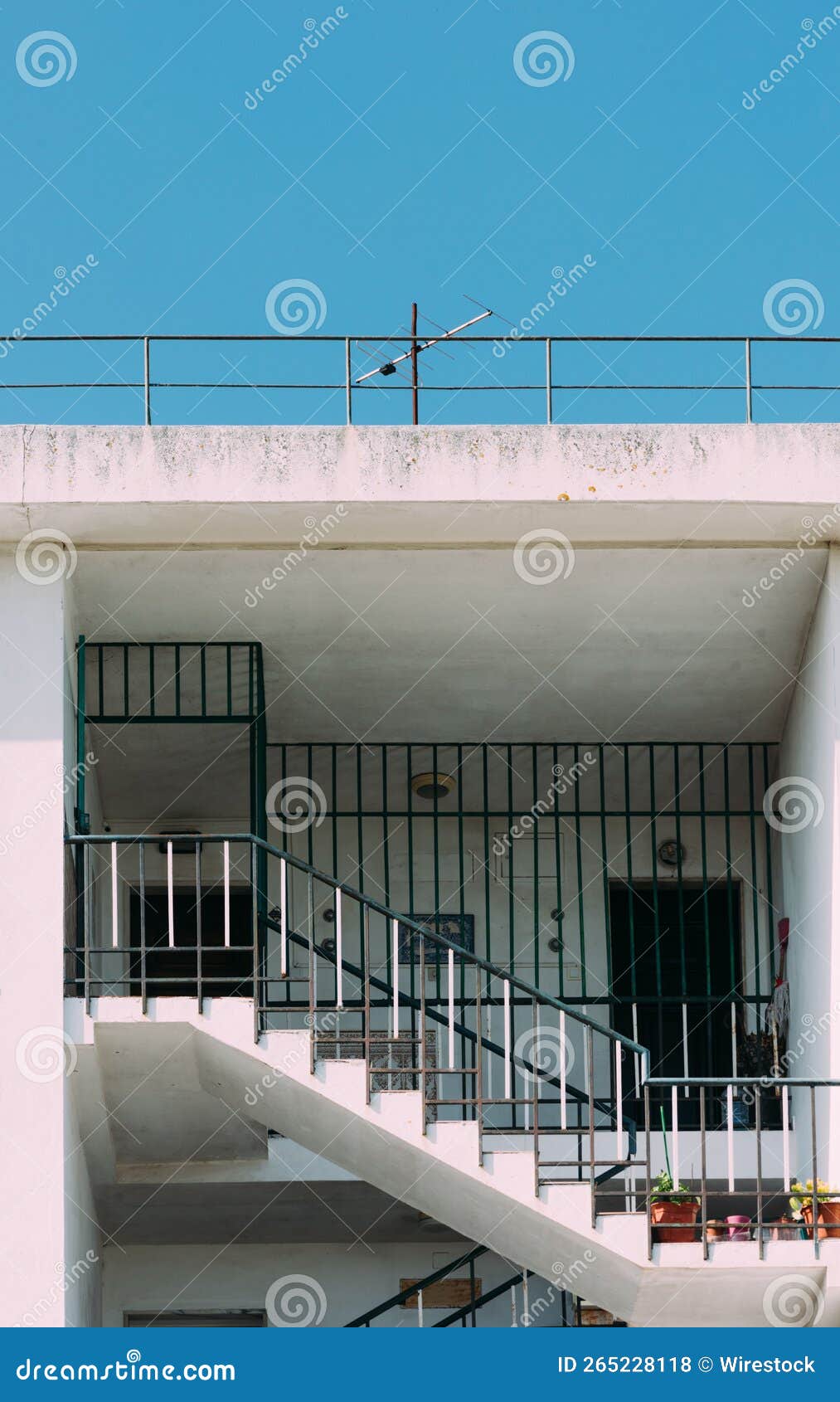 Vertical Shot of a Modern Building with Straight Stairs Stock Photo ...
