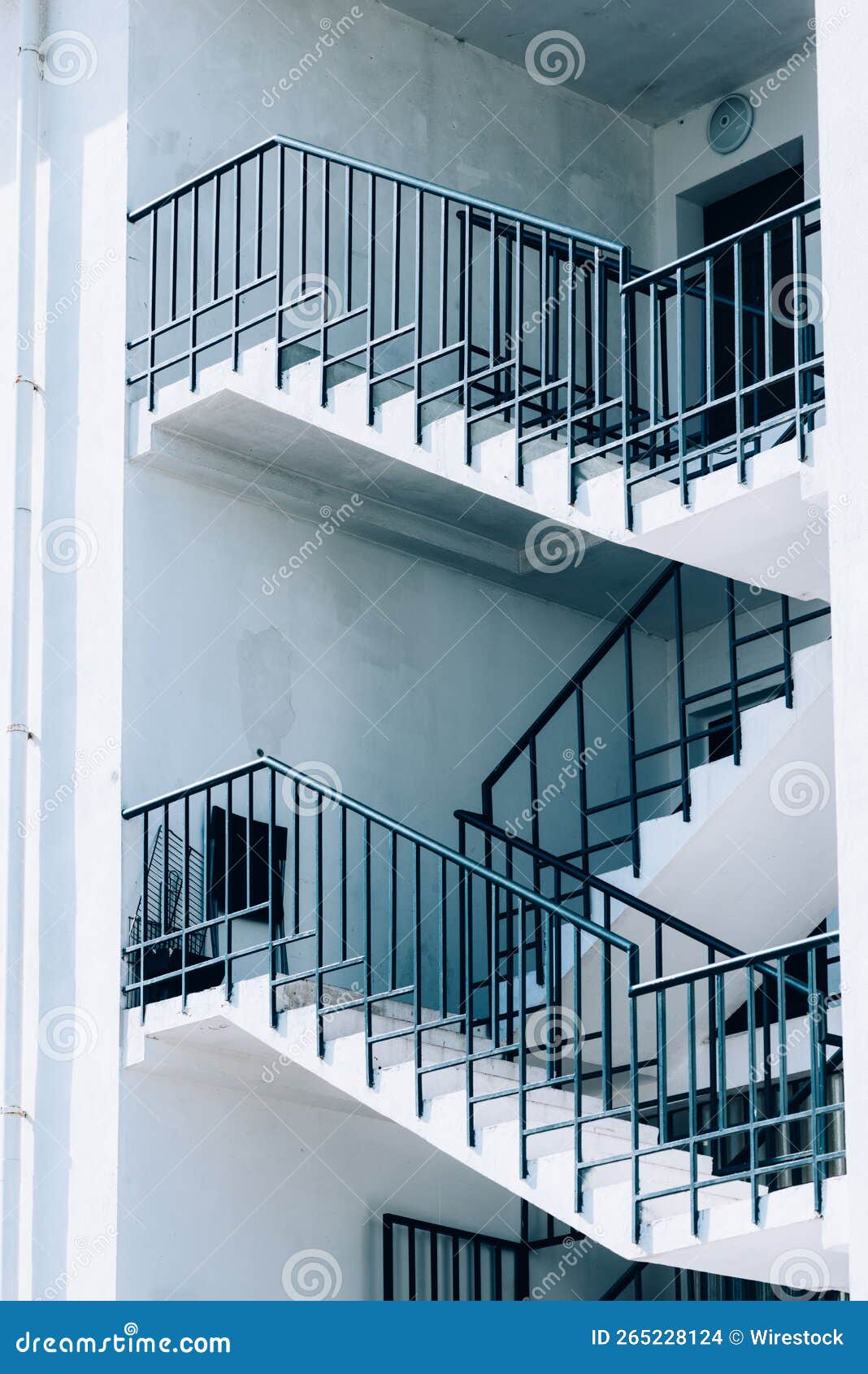 Vertical Shot of a Modern Building with Straight Stairs Stock Photo ...