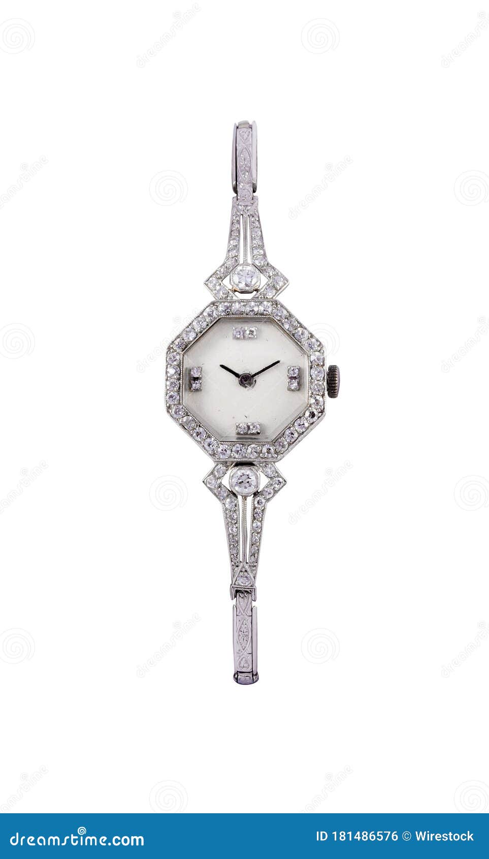 Vertical Shot of a Modern Watch with White Gemstones Under the Lights ...