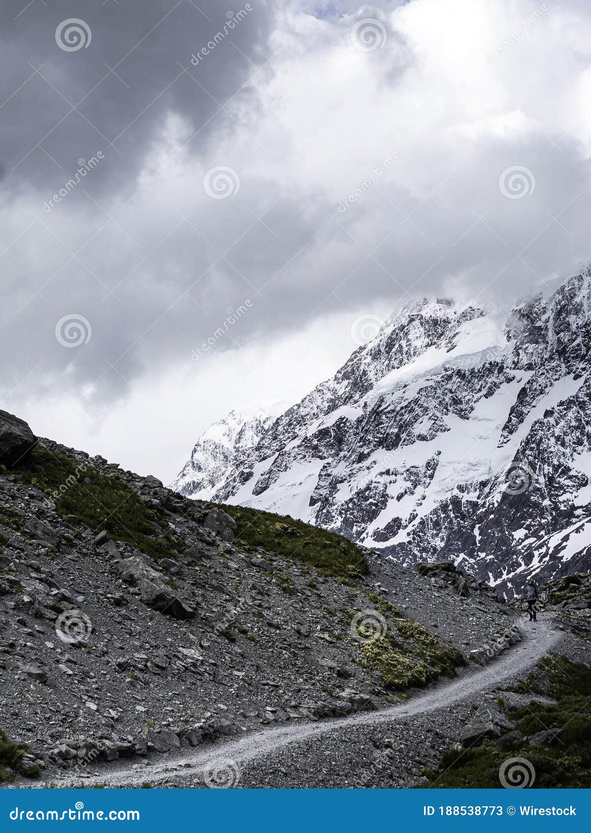 Vertical Shot of a Mountain Pathway on Grey Clouds Background Stock ...