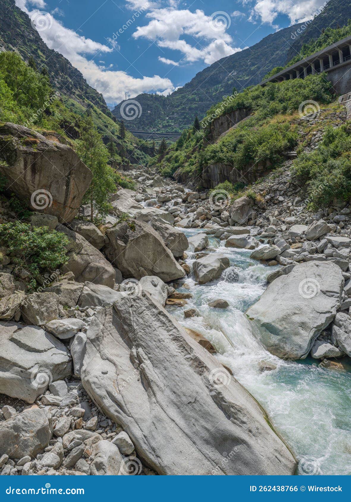 Vertical Shot of a Mountain Stream in the Swiss Alps Stock Photo ...