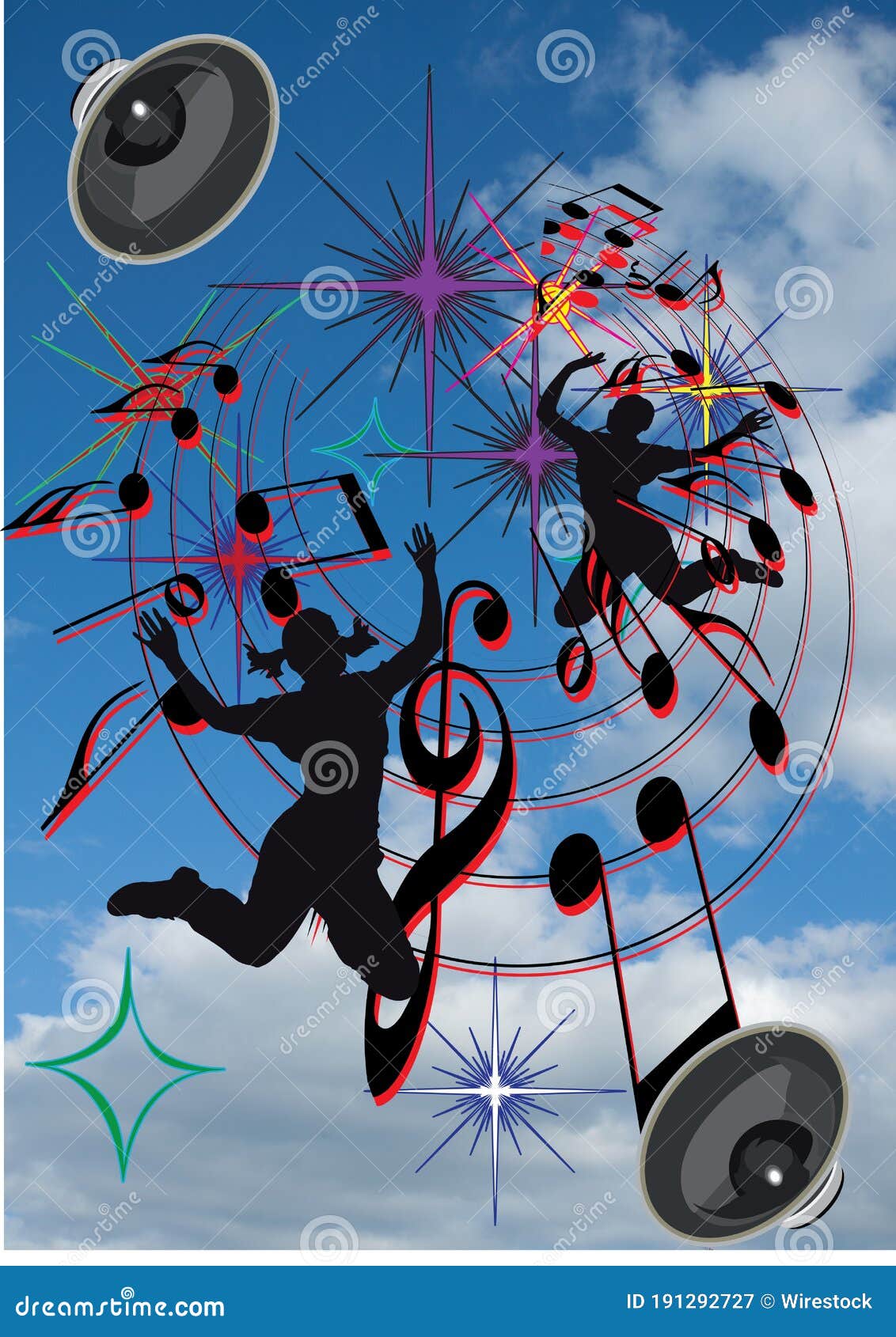 Vertical Shot of a Musical Illustration with a Blue Sky on the ...