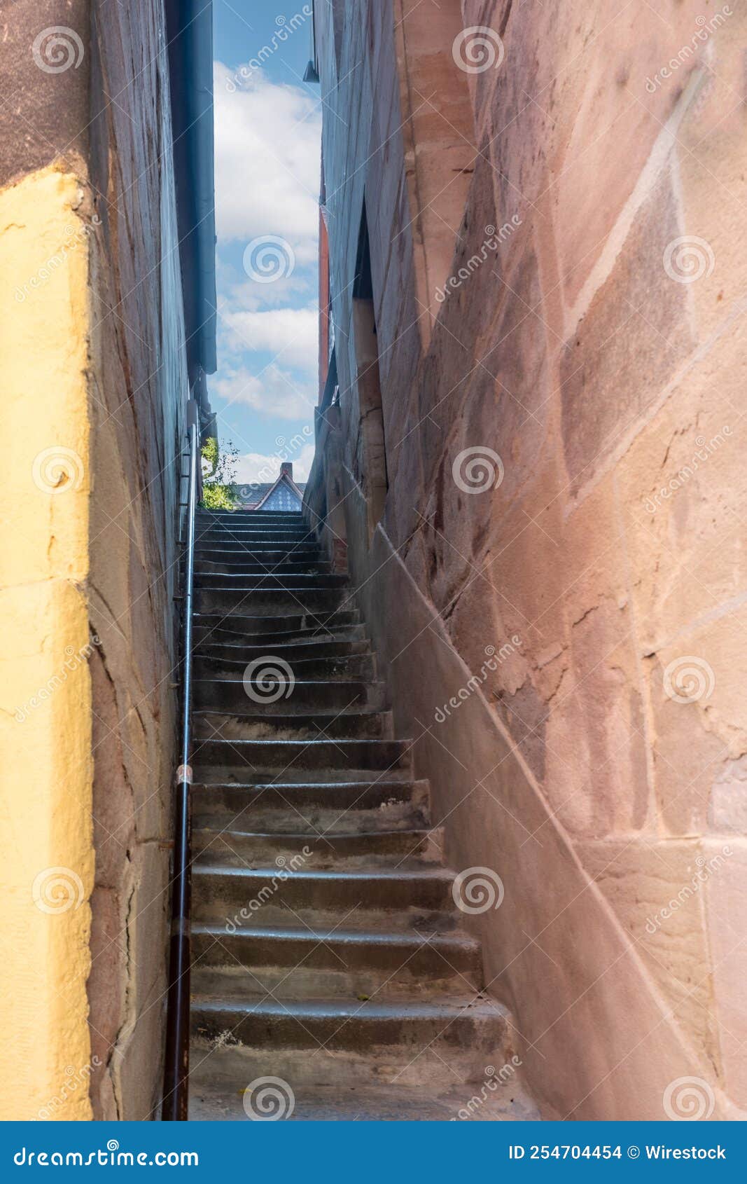 Vertical Shot of Narrow Stairs between Buildings Stock Photo - Image of ...