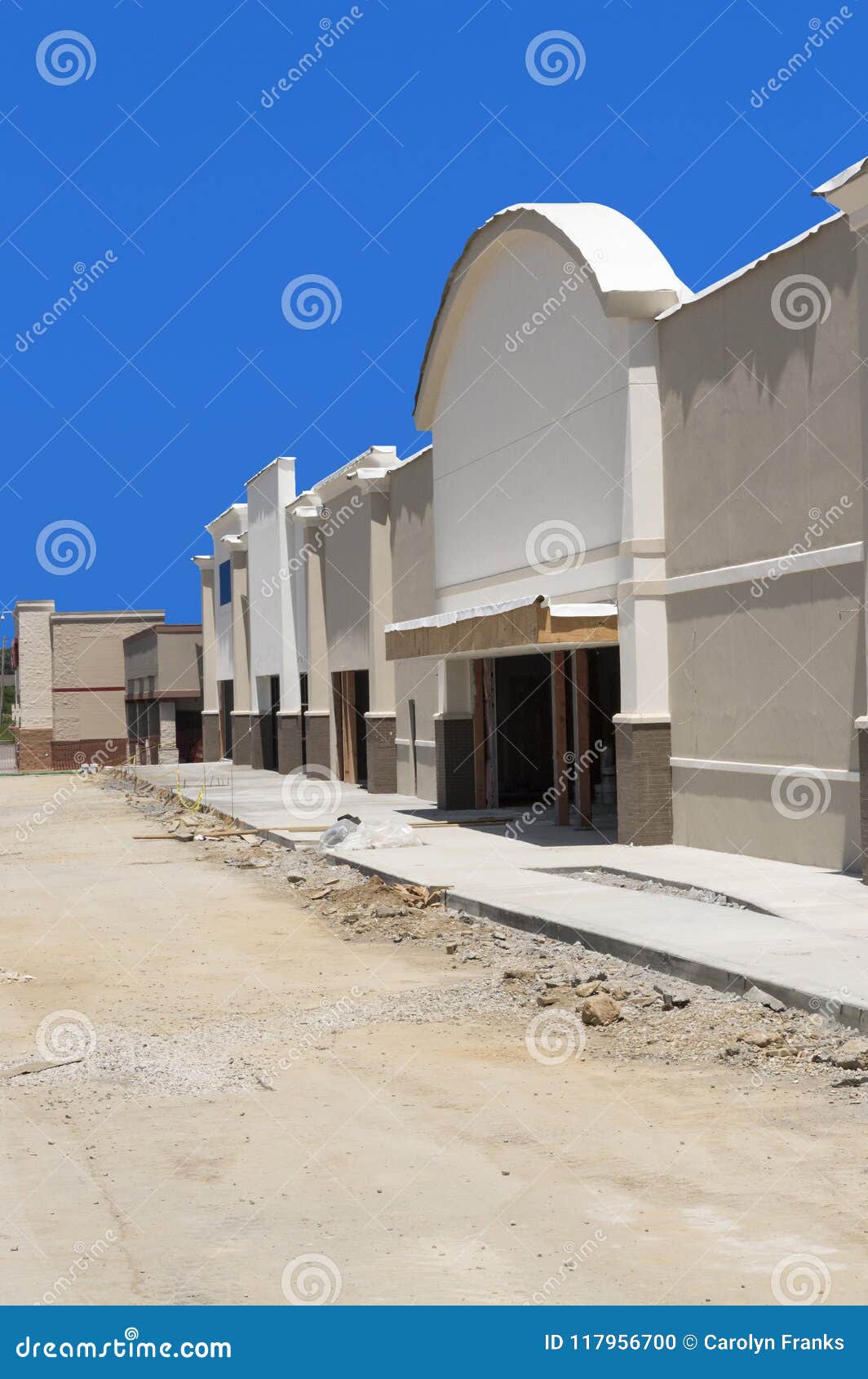 Vertical Shot New Retail Stores Under Construction Stock Photo - Image ...