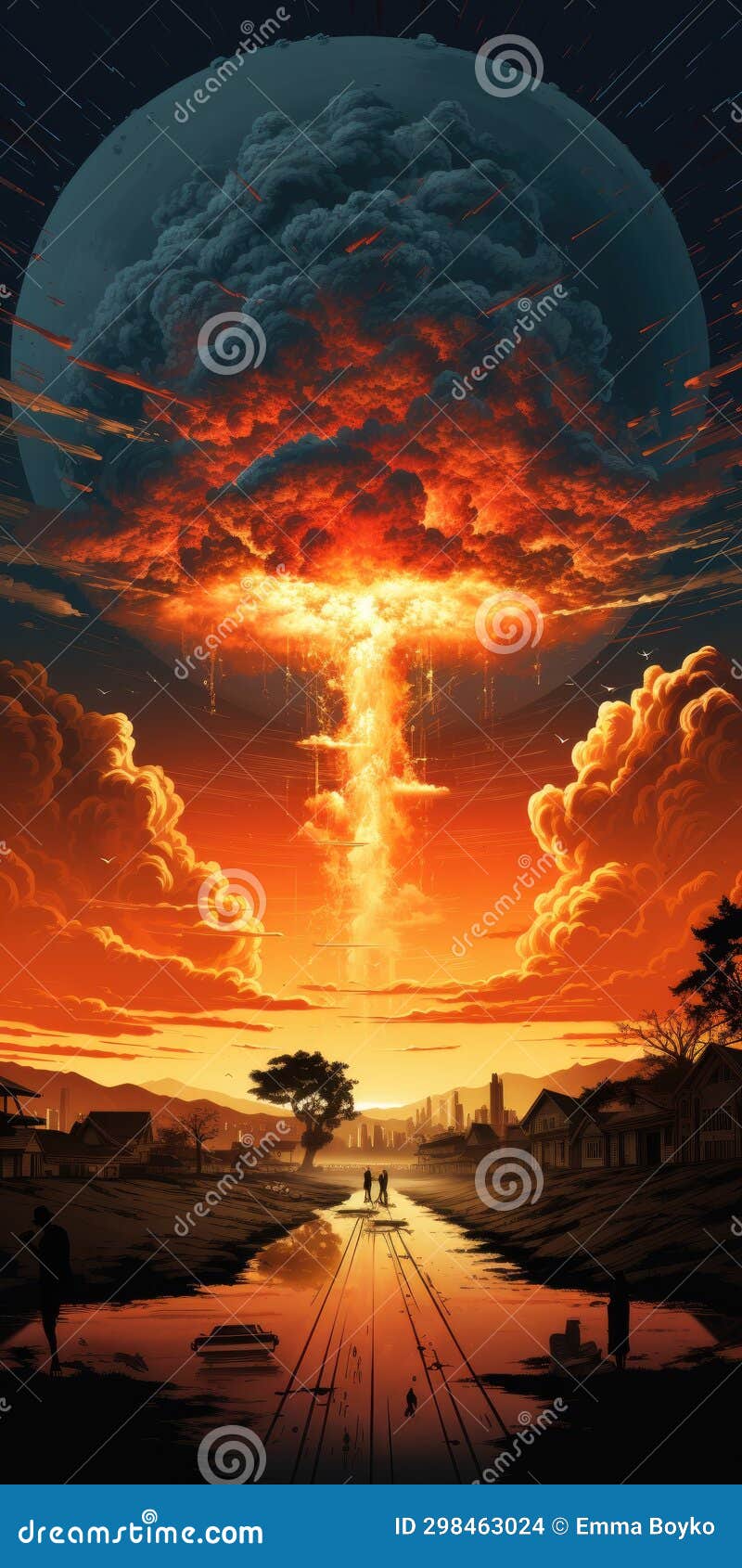 Vertical Shot of a Nuclear Bomb Explosion. Nuclear War Concept, Nuclear ...