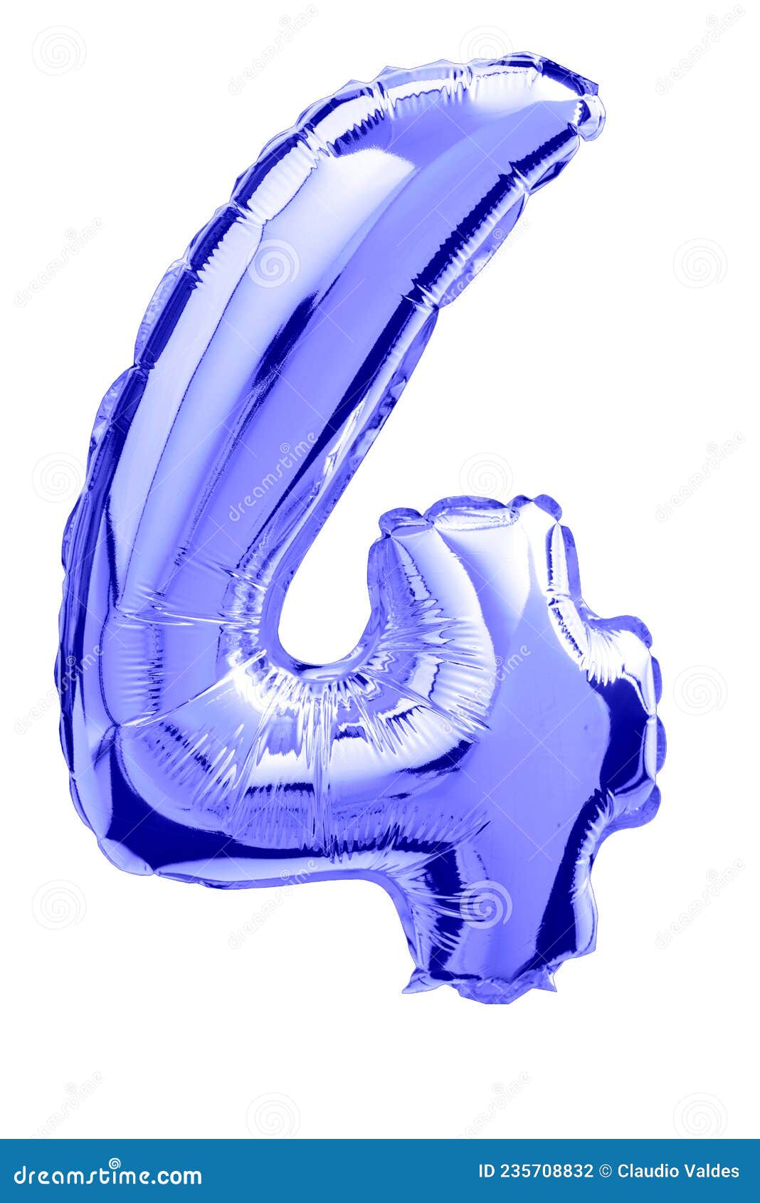 A Vertical Shot of a Number Four Blue Balloon Stock Illustration ...