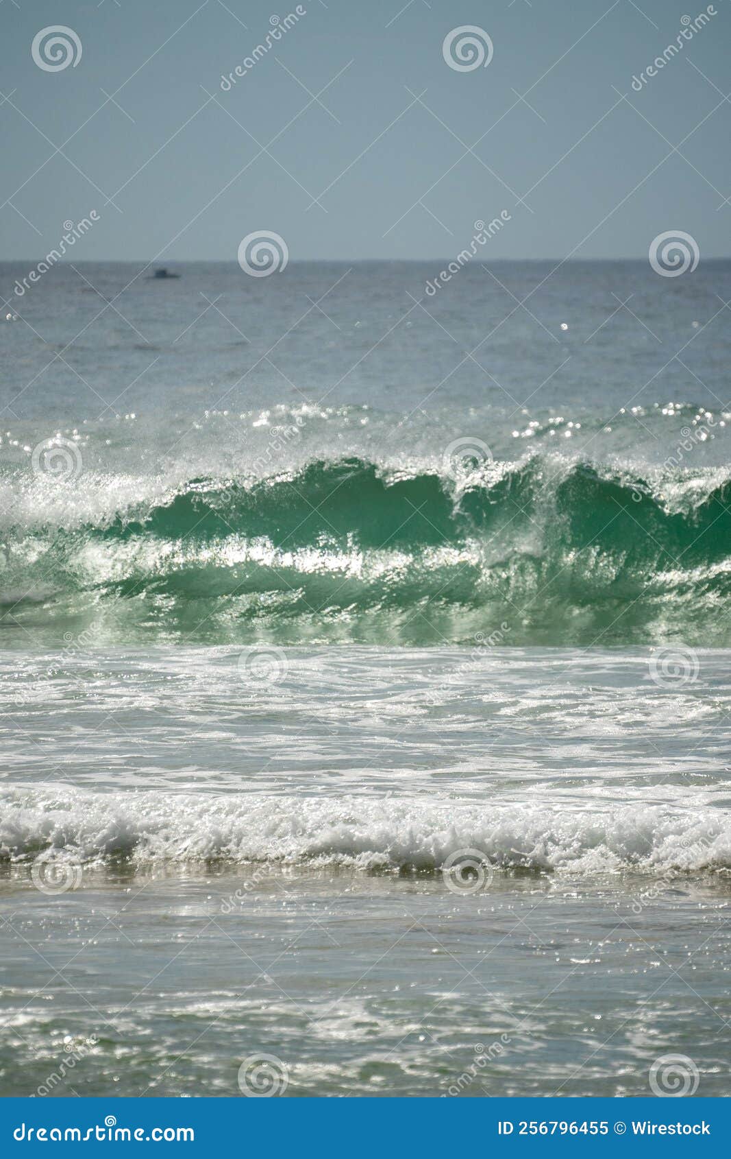 Vertical Shot of Ocean Waves Breaking Beach Stock Image - Image of ...