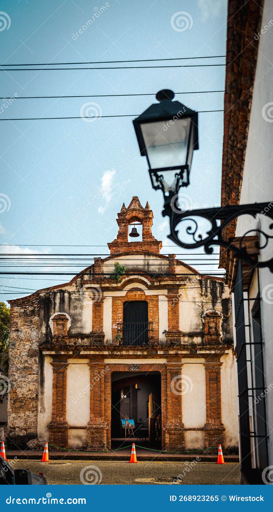 Vertical Shot of an Old Colonial Church Stock Image - Image of lamp ...