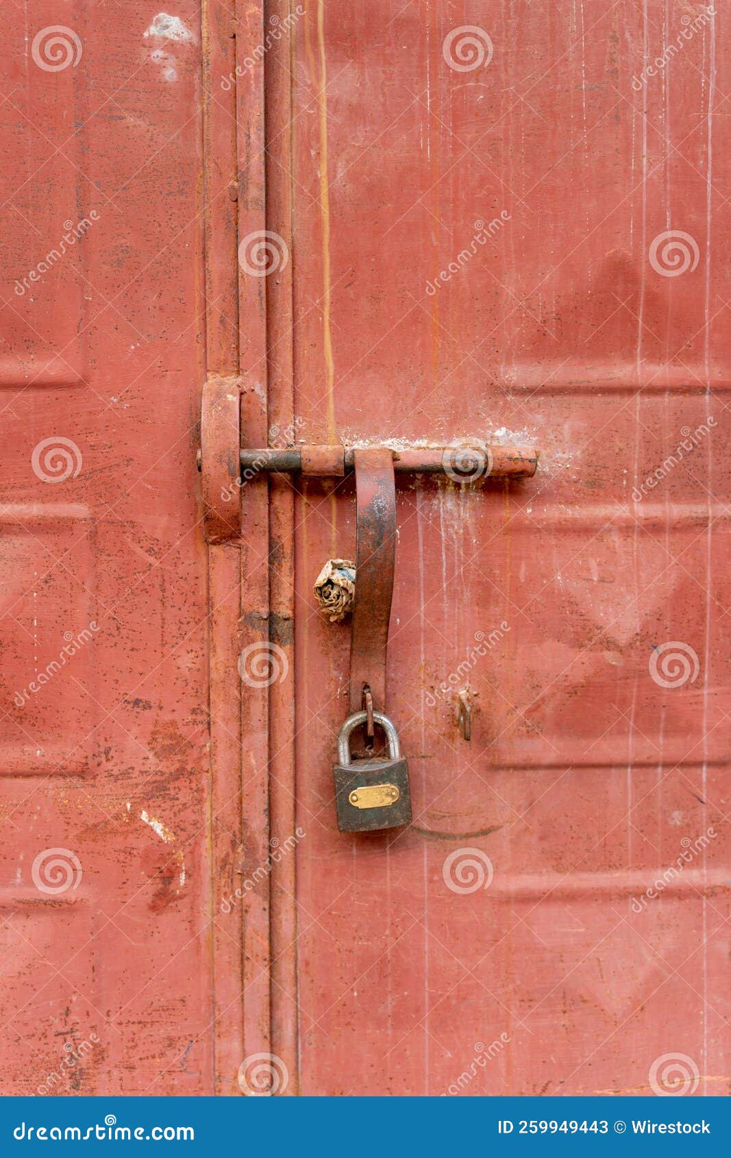 Vertical Shot of an Old Red Door with a Lock on it Editorial Stock ...