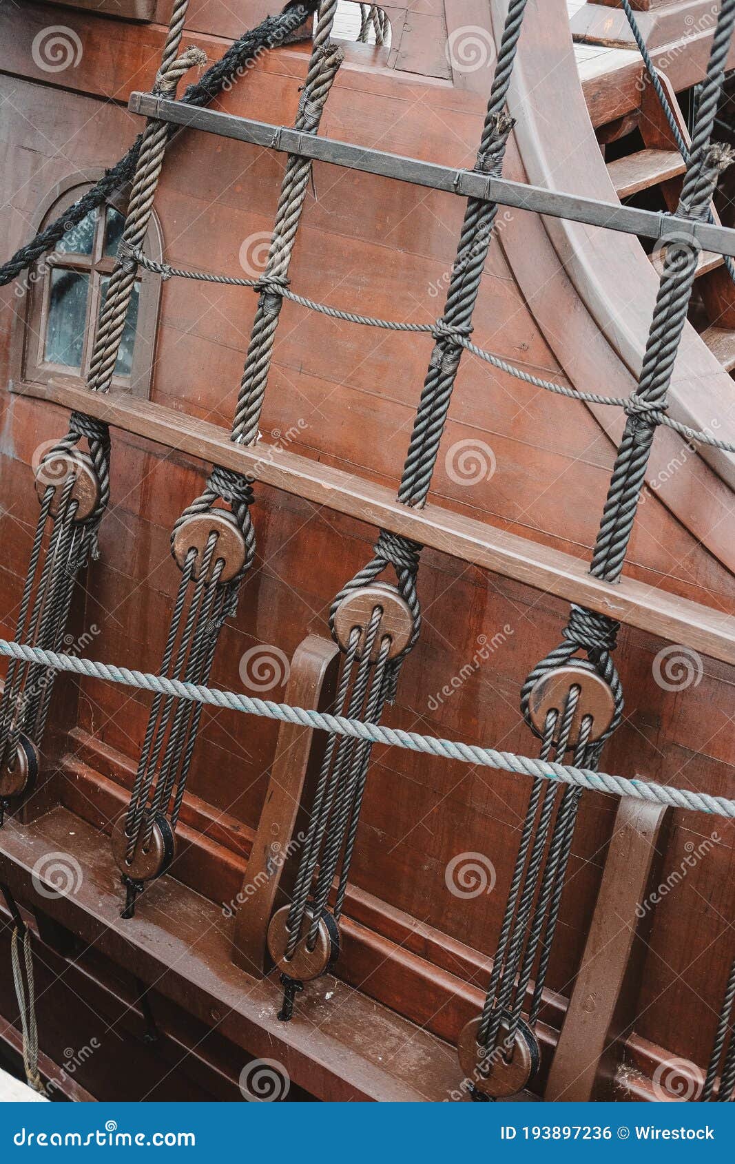 Vertical Shot of Old Ship Rigging Details in Portugal Stock Photo ...