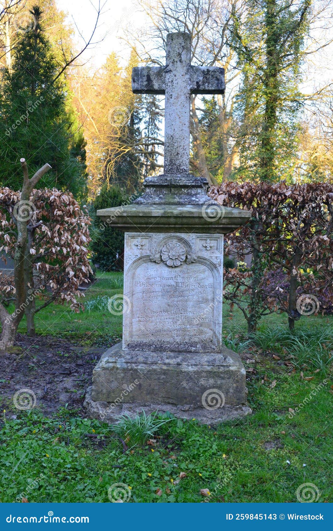 Vertical Shot of the Old Tomb with Cross in a Cemetery Editorial Stock ...