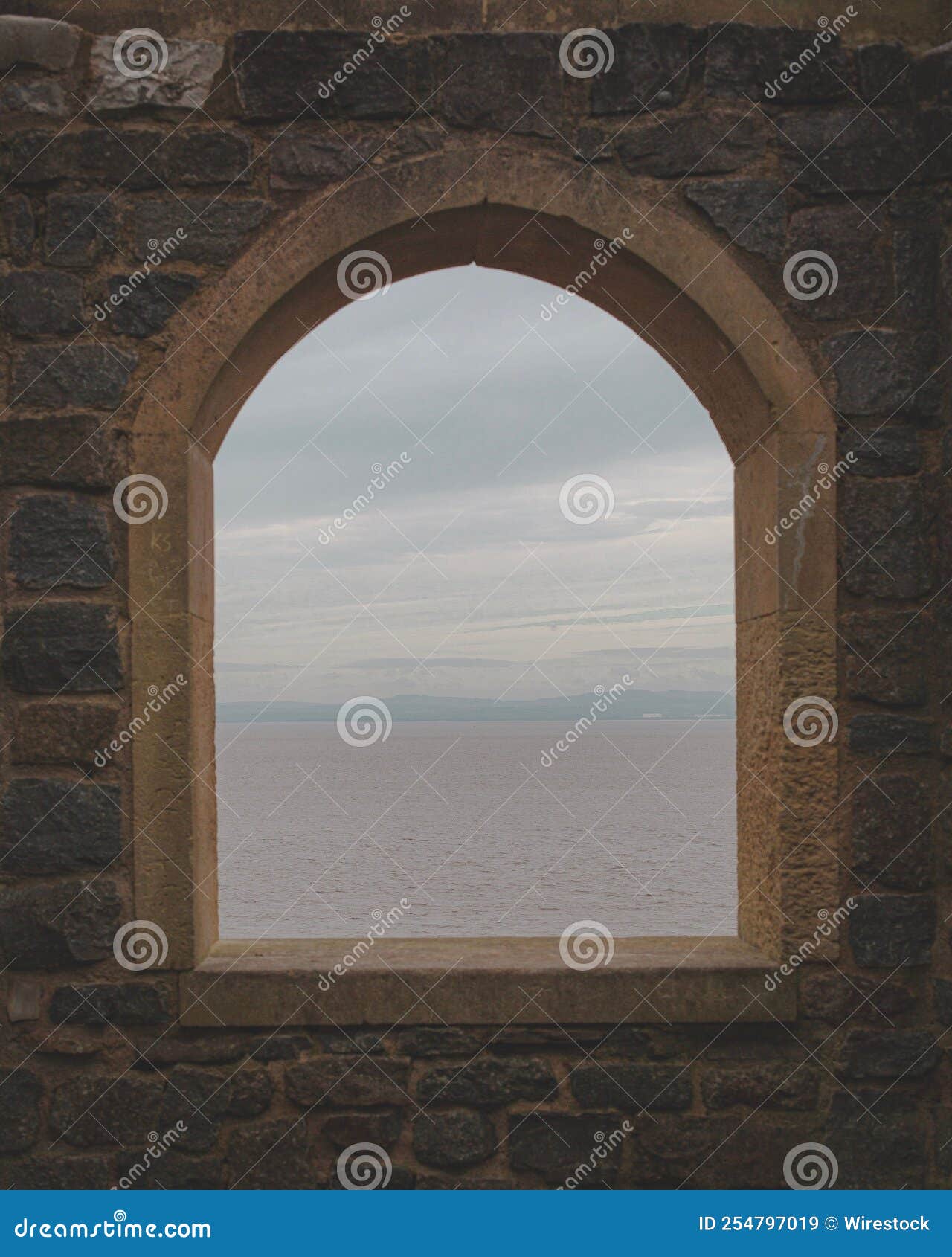 Vertical Shot of an Open Stone Window with the Clevedon View Opening in ...