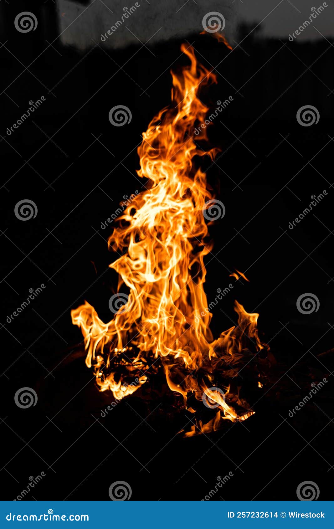 Vertical Shot of Orange and Yellow Burning Fire in the Dark Stock Photo ...