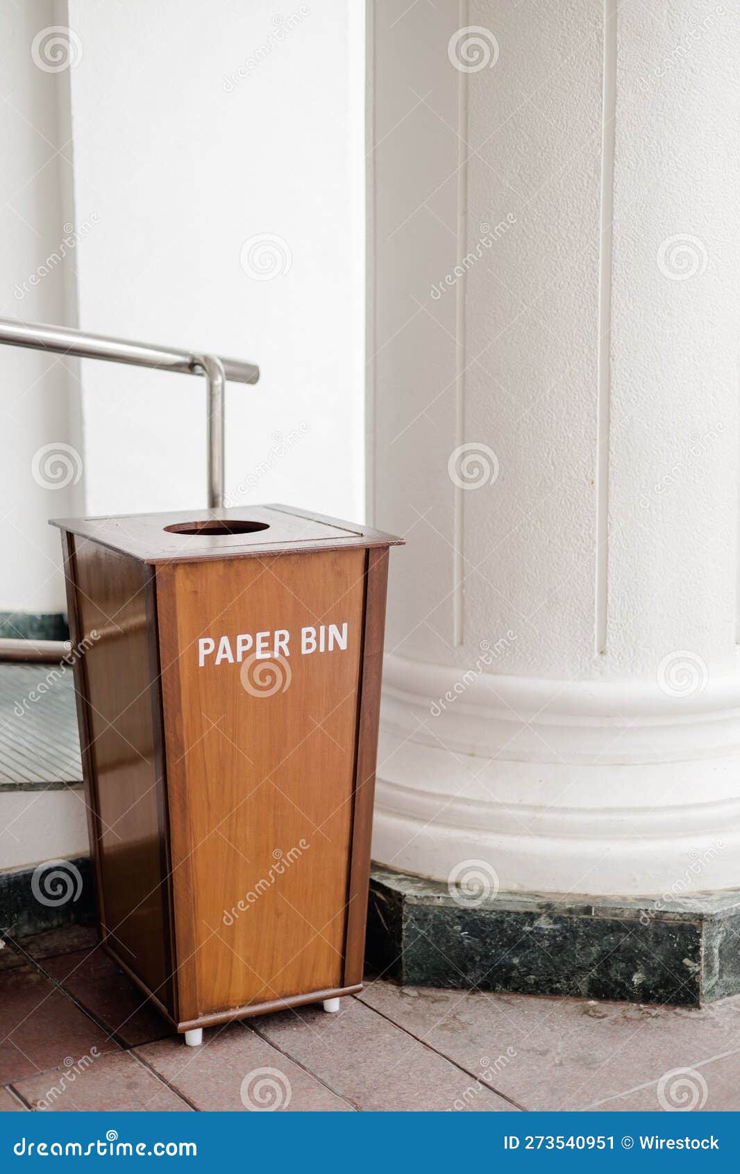 Vertical Shot of a Paper Bin Indoors - Concept of Recycling Stock Image ...