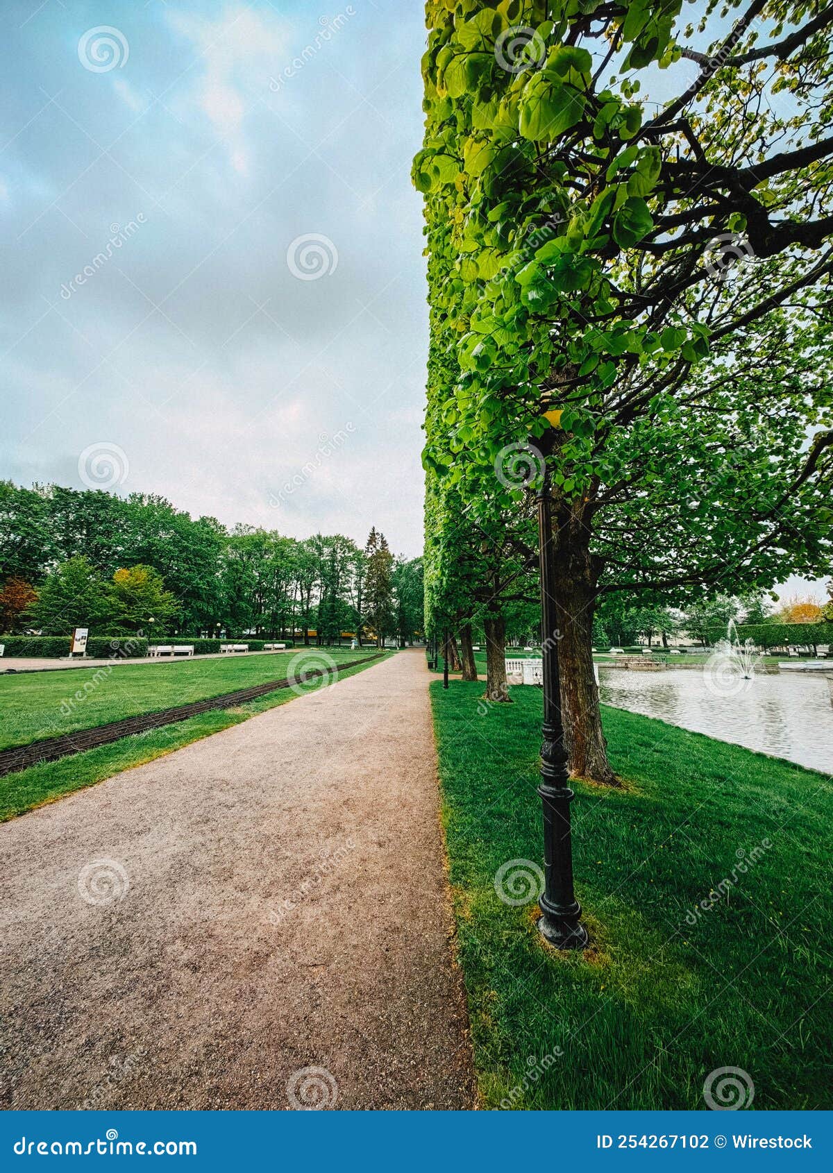 Vertical Shot of a Park by the Lake Stock Photo - Image of beauty ...