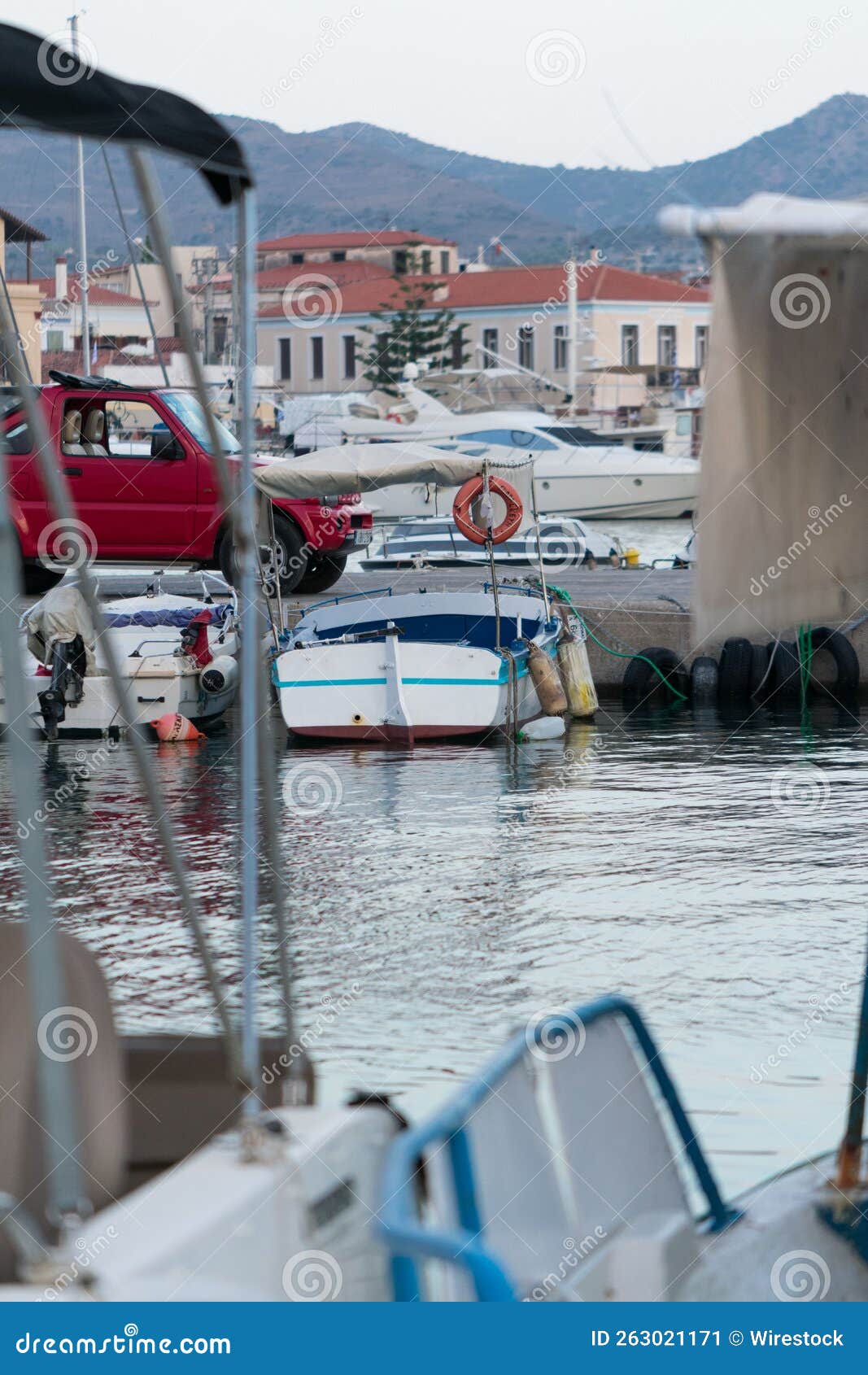 Vertical Shot of Parked Boats on Daytime Stock Image - Image of tree ...