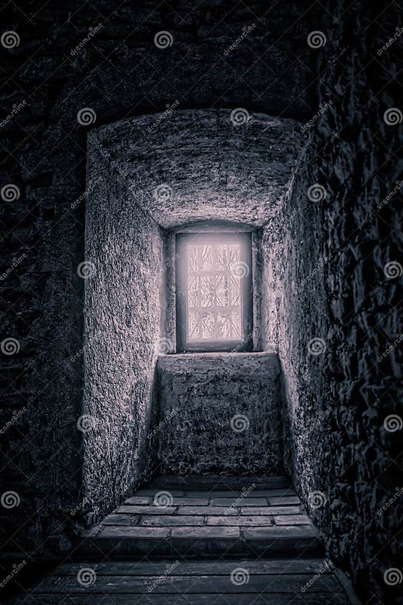 Vertical Shot of a Pathway Towards a Window Stock Image - Image of ...