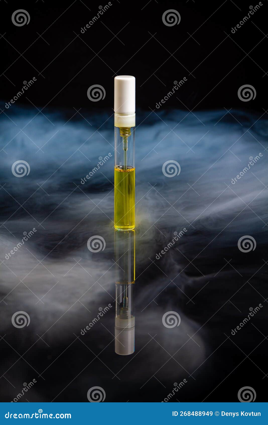 Vertical Shot of Perfume Sample Bottle with Steam. Stock Image - Image ...