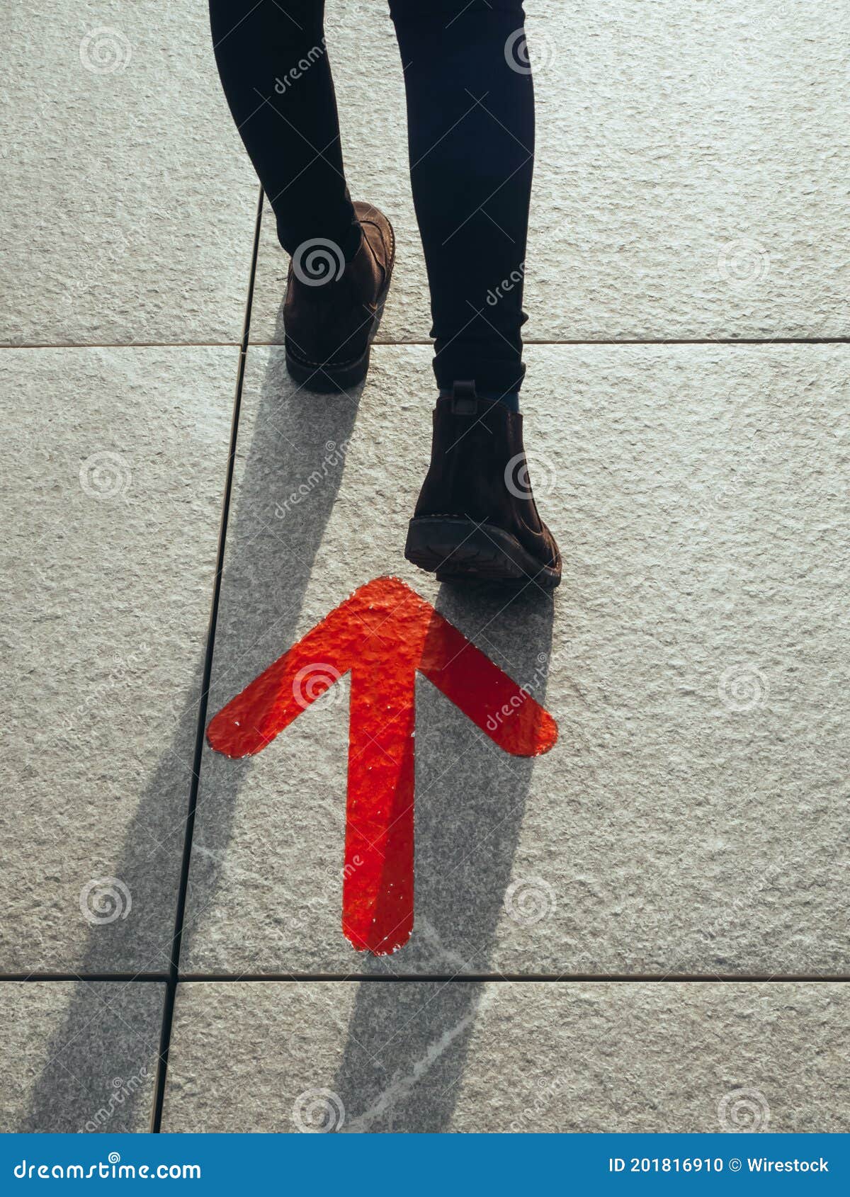 Vertical Shot of a Person Going Straight According To the Sign Stock ...