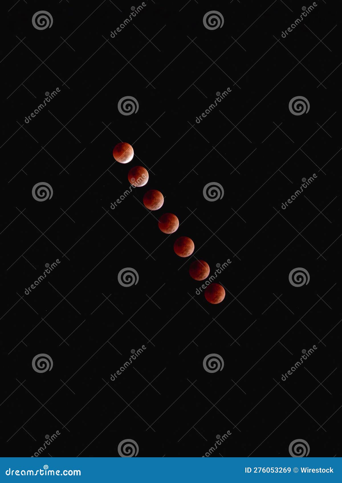 Vertical Shot of the Phases of a Lunar Eclipse in a Dark Black Sky ...