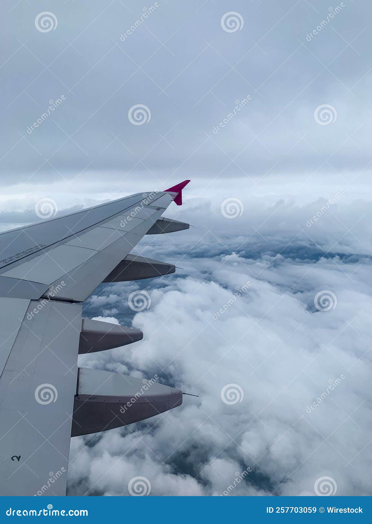 Vertical Shot of a Plane Wing High Above the Sky Stock Image - Image of ...