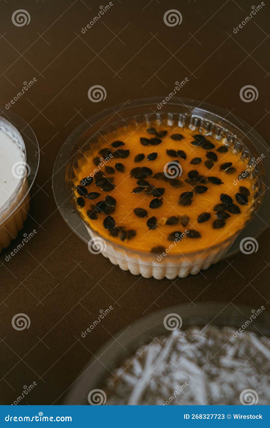Vertical Shot of a Plastic Bowl of Creamy Chocolate Chip Pudding on a ...
