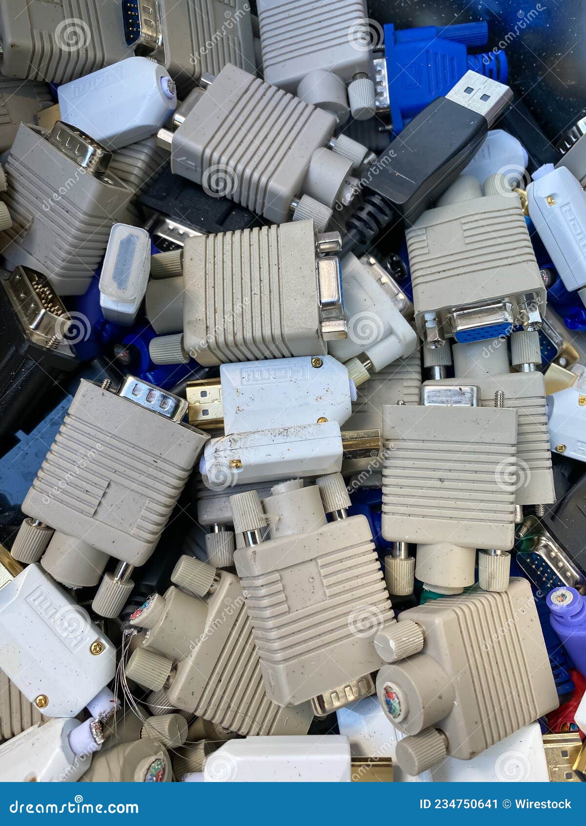 Vertical Shot of Plugs Cut from the Cables with Metals Editorial Photo ...