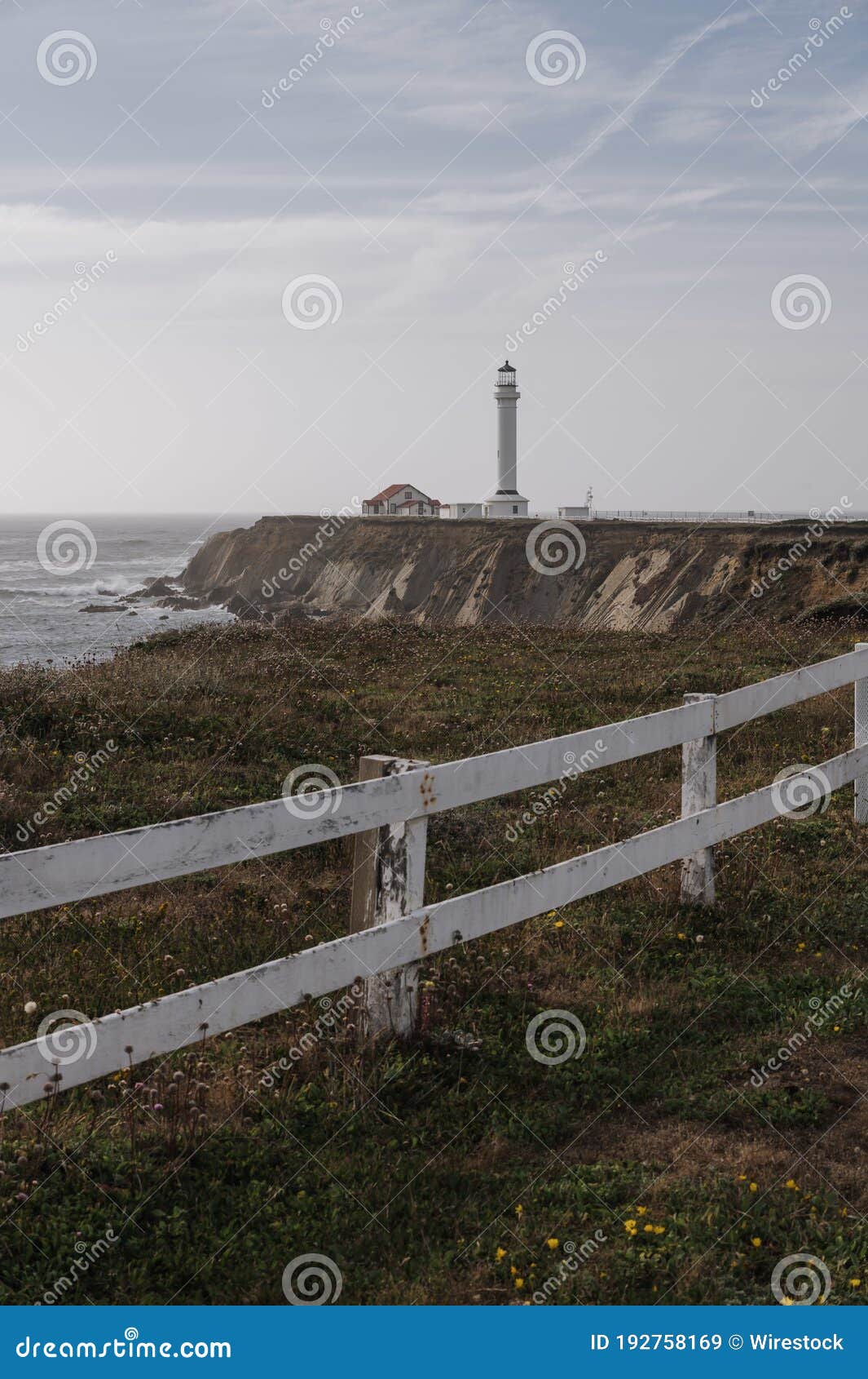 Vertical Shot of the Point Arena Lighthouse in Manchester, USA Stock ...
