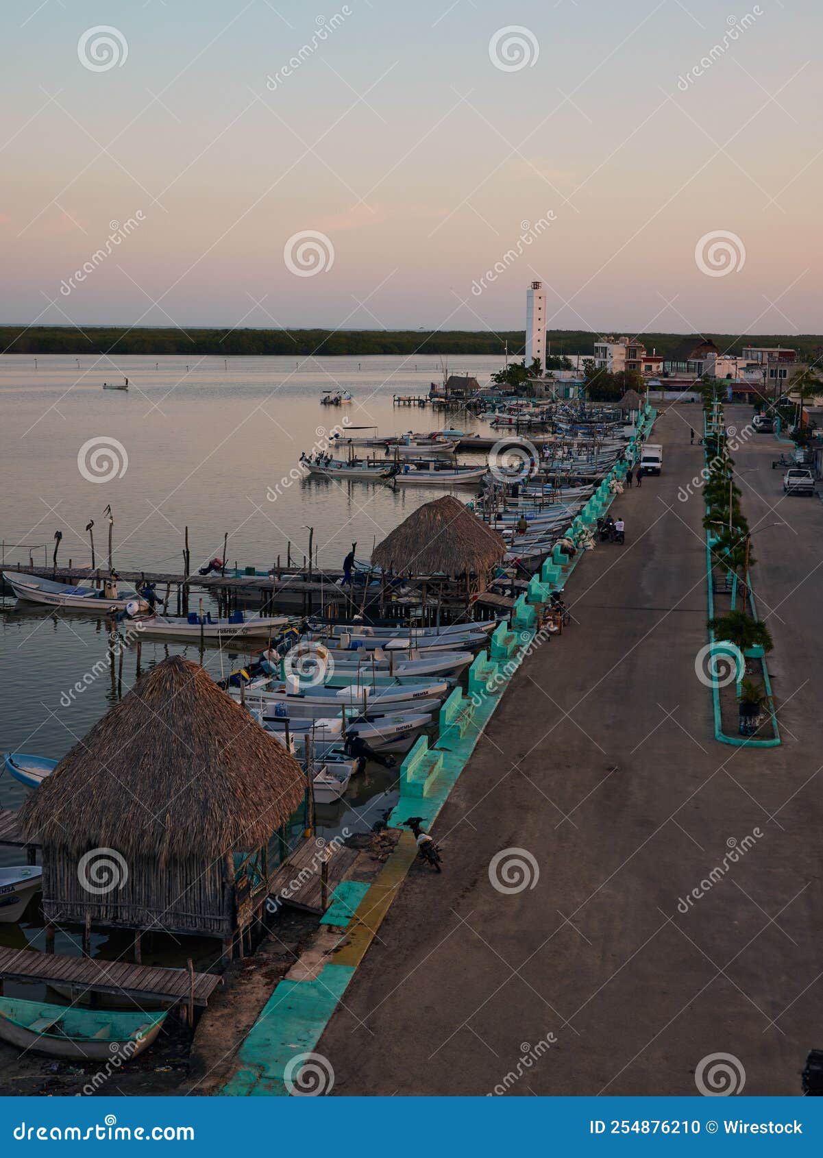 Vertical Shot of a Port at Sunset Stock Photo - Image of harbor, nature ...