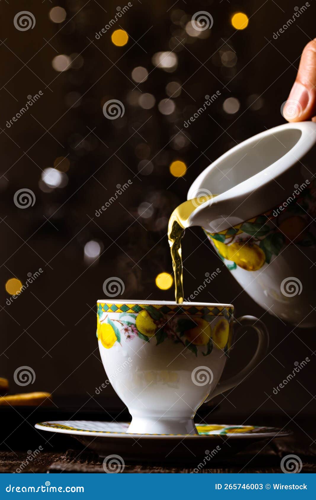 Vertical Shot of Pouring Tea into a Cup. Stock Image - Image of tasty ...