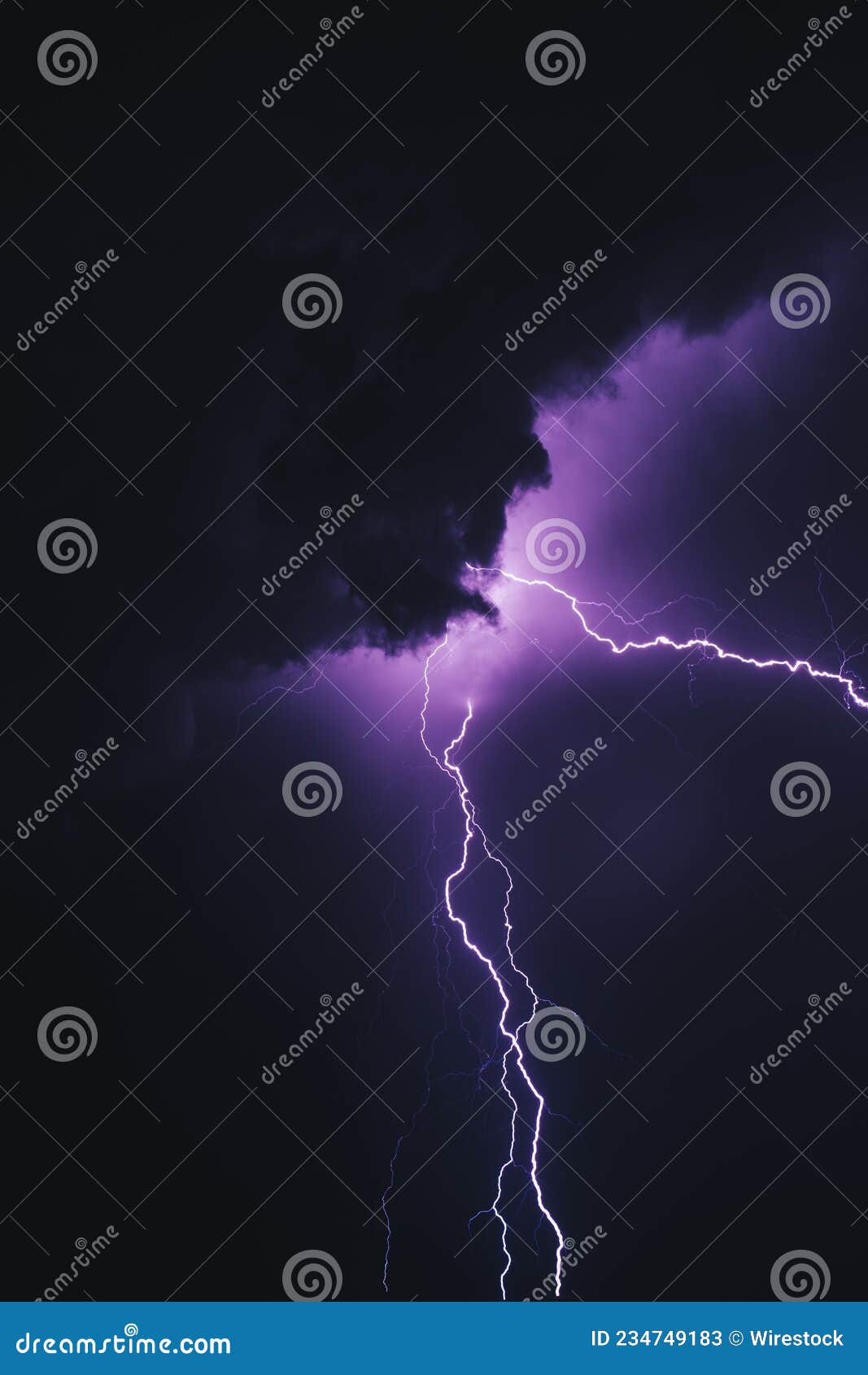 Vertical Shot of a Purple Lightning Sky Stock Image - Image of rain ...