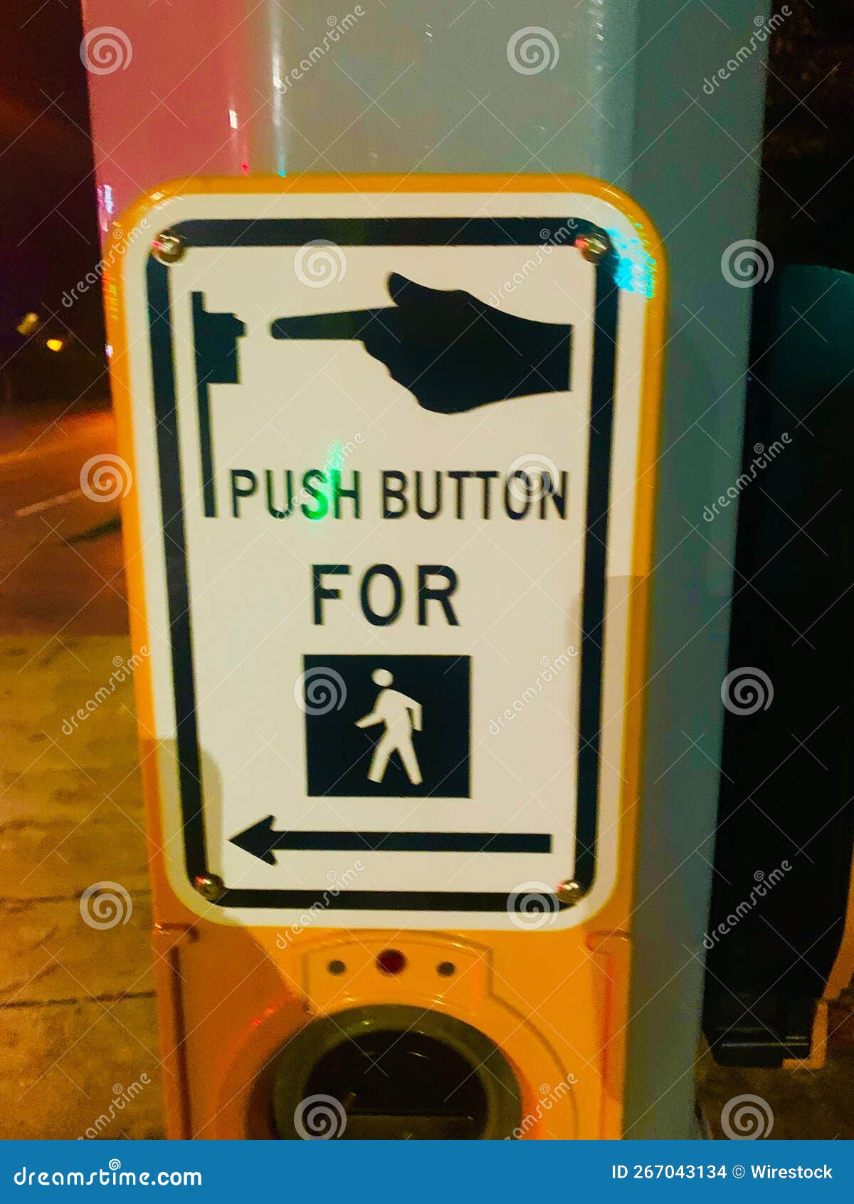 Vertical Shot of a Push Button Sign for a Pedestrian Street Light on ...