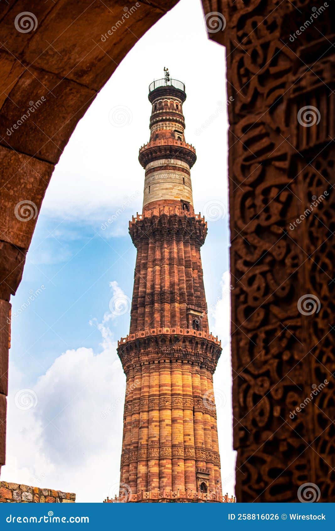 Vertical Shot of the Qutab Minar Tower Stock Photo - Image of famous ...