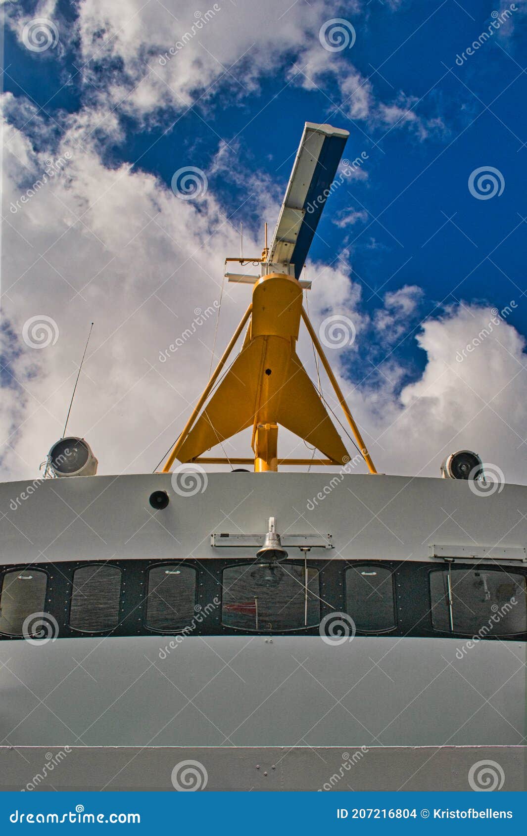 Vertical Shot of a Radar System on the Wheelhouse of a Boat Stock Photo ...