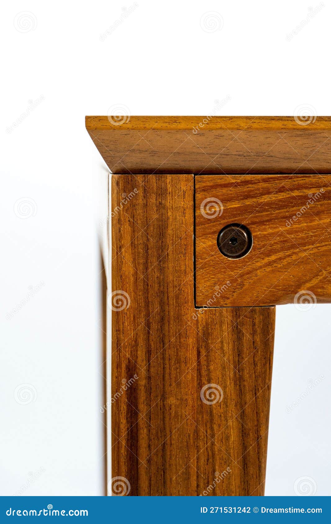 Vertical Shot of a Rectangular Wooden Table Detail Isolated in a White ...