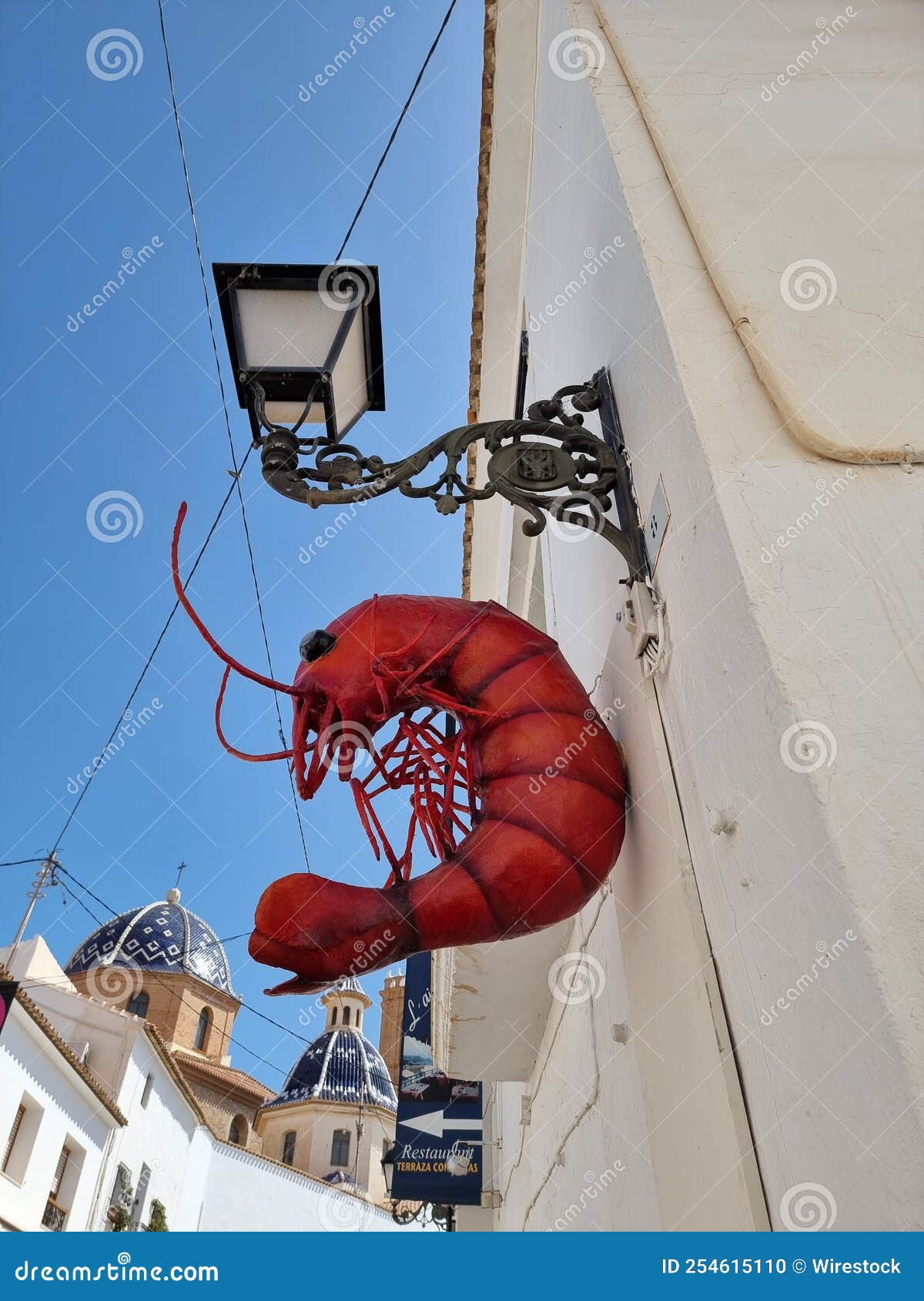 Vertical Shot of a Red Lobster Sign on the Wall in Altea Editorial ...