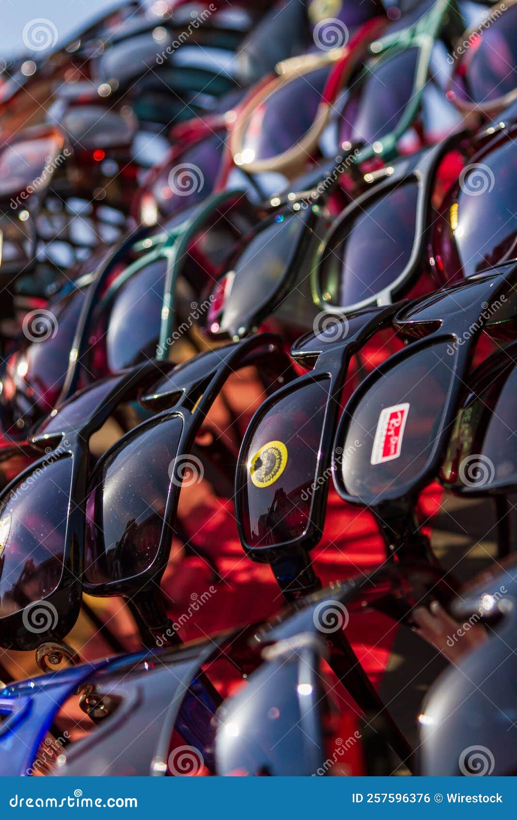 Vertical Shot of Replica Black Sunglasses on Sale Editorial Photo ...