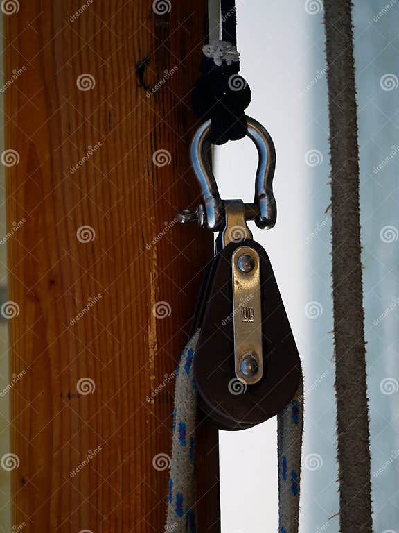 Vertical Shot of Rigging Materials on a Dutch Flat Bottom Boat Stock ...