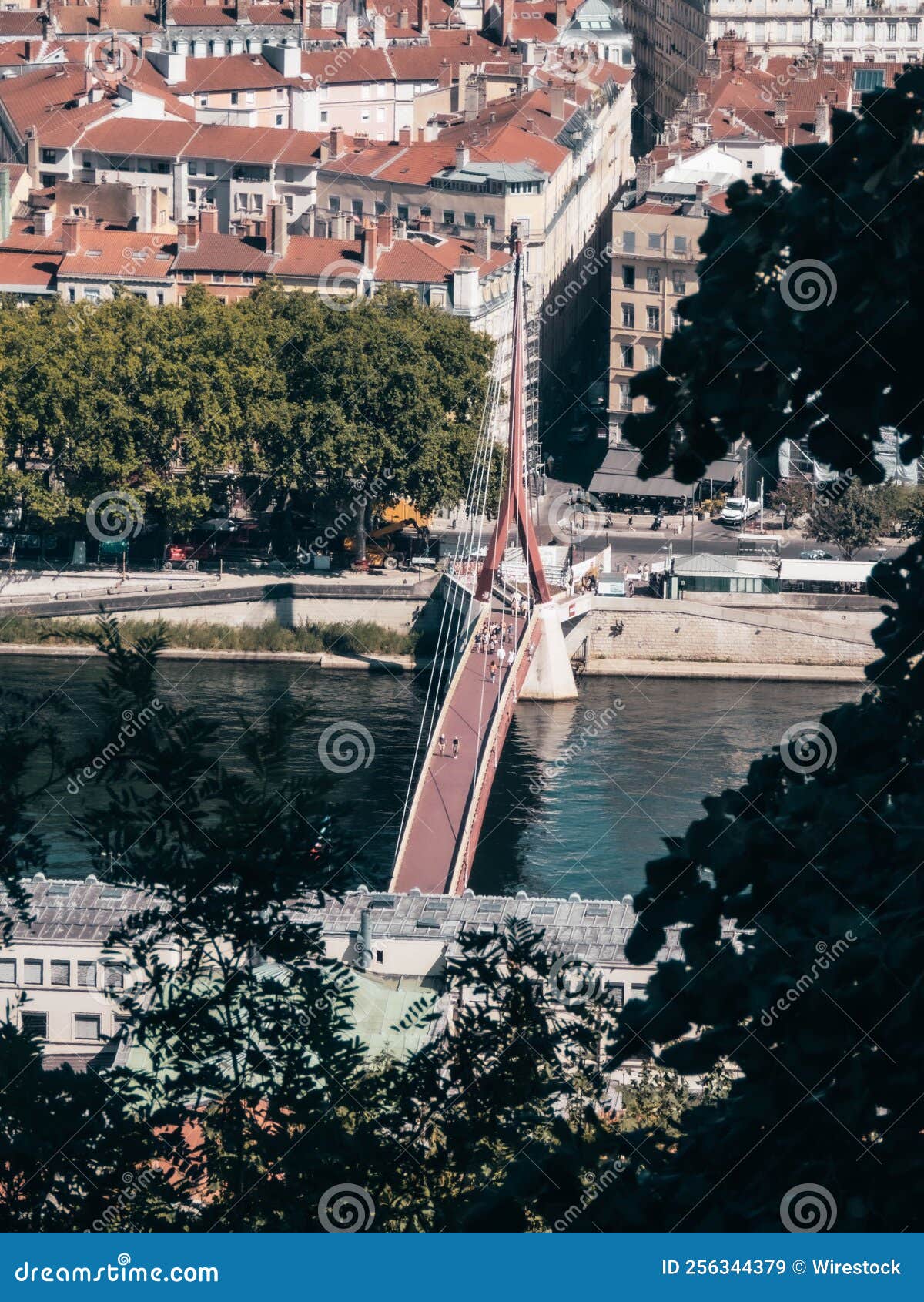 Vertical Shot of the Riverside. Lyon Editorial Stock Image - Image of ...