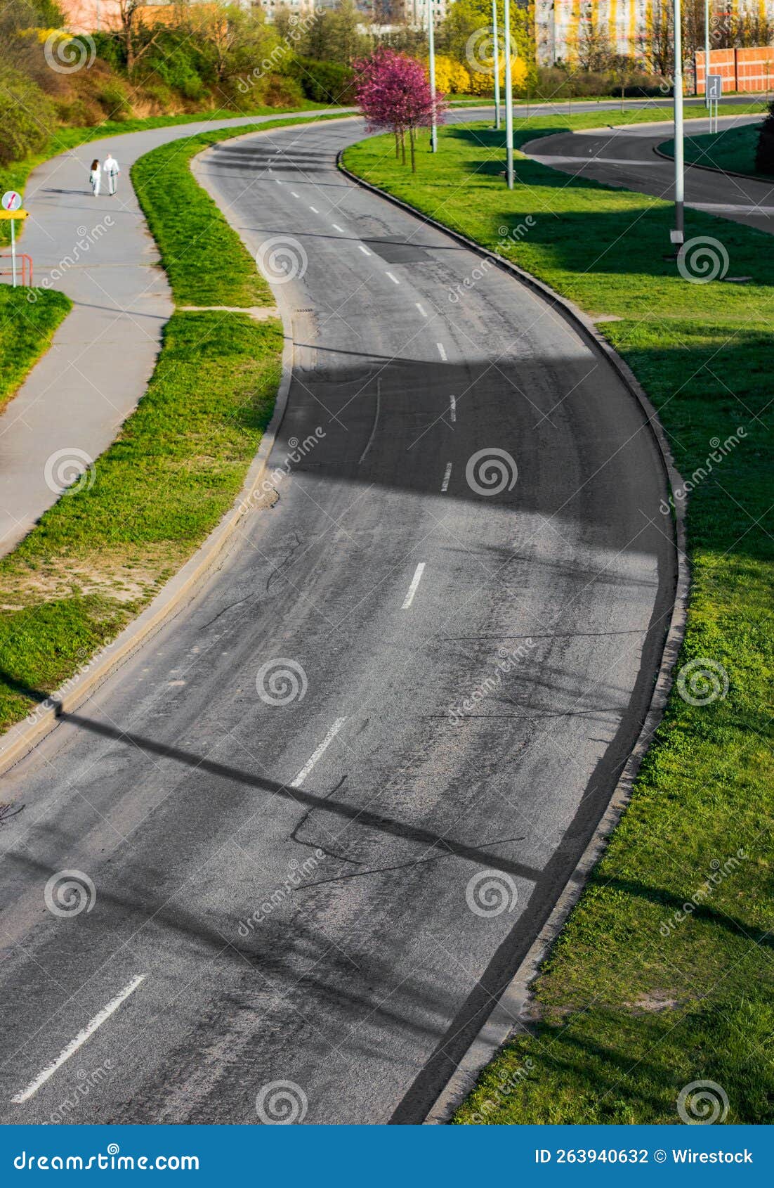 Vertical Shot of a Road Alongside a Sidewalk in Prague on a Sunny ...