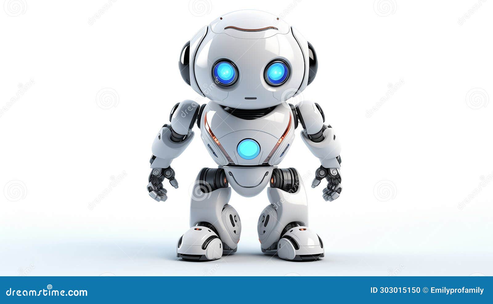 Vertical Shot of Robot, Full Profile on White Stock Illustration ...