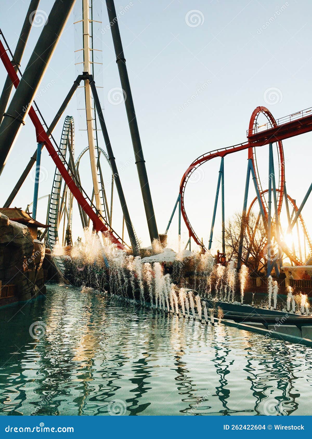 Vertical Shot of a Roller Coaster in an Amusement Park Stock Photo ...