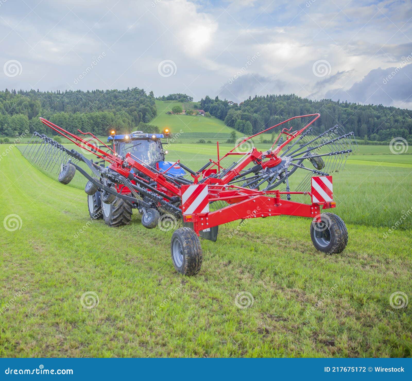 Vertical Shot of Rotary Rakes in an Agricultural Field Stock Photo ...