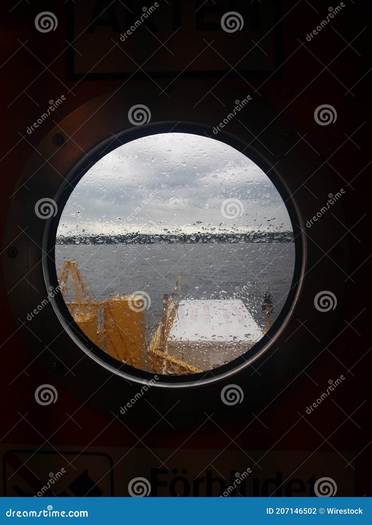 Two Vertical Ship Windows With Ocean Surface And Underwater Stock ...
