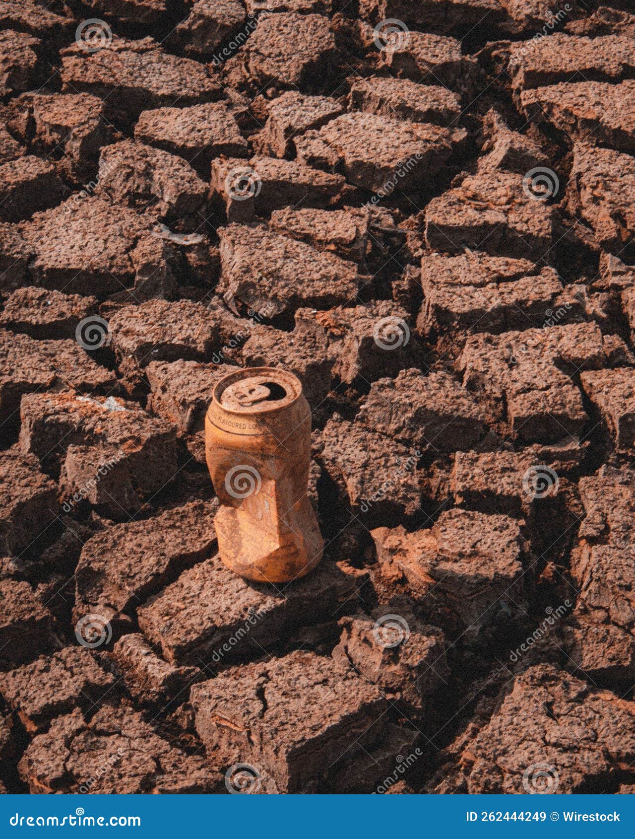 Vertical Shot of a Rusted Can on a Dry Ground Stock Image - Image of ...
