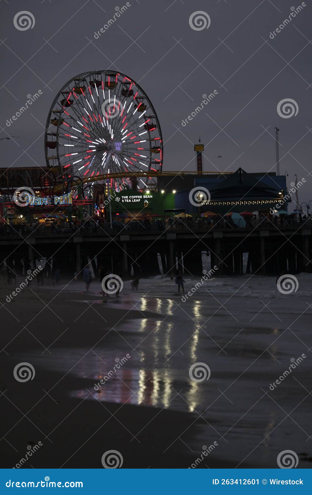 Vertical Shot of the Santa Monica Pier at Night Editorial Photo - Image ...