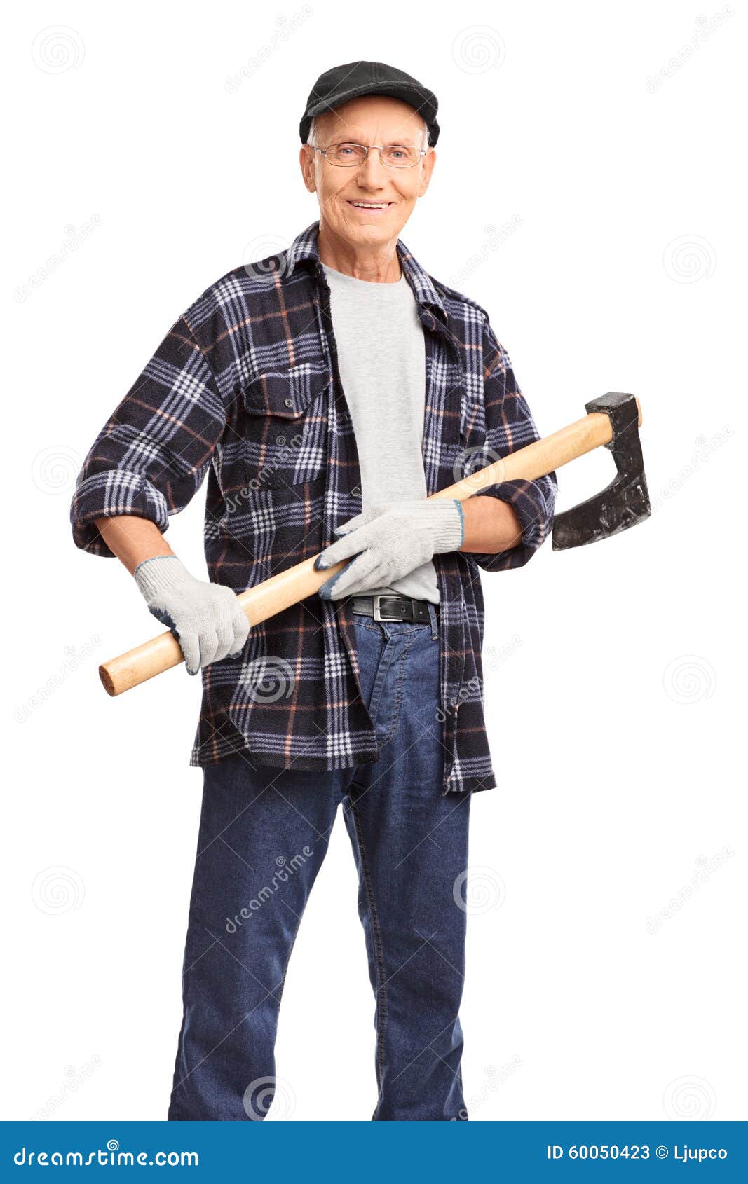 Vertical Shot of a Senior Gentleman Holding an Axe Stock Image - Image ...
