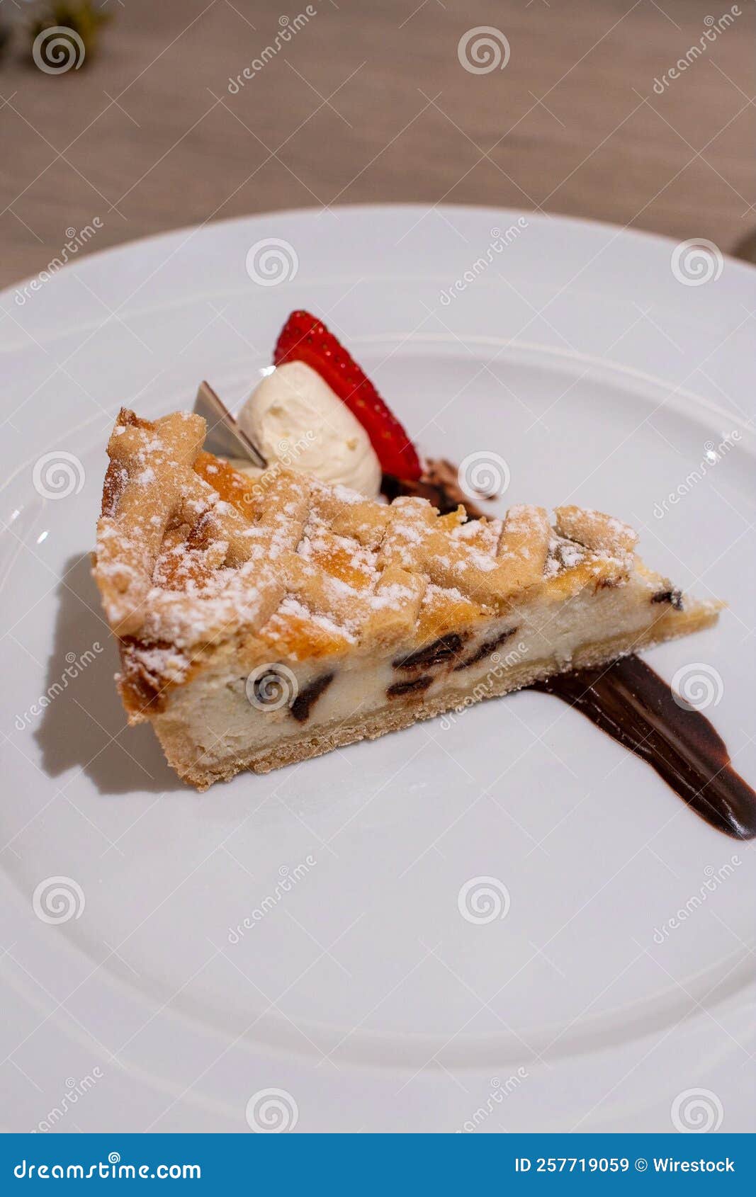 Vertical Shot of a Slice of Pie Elegantly Plated Stock Image - Image of ...