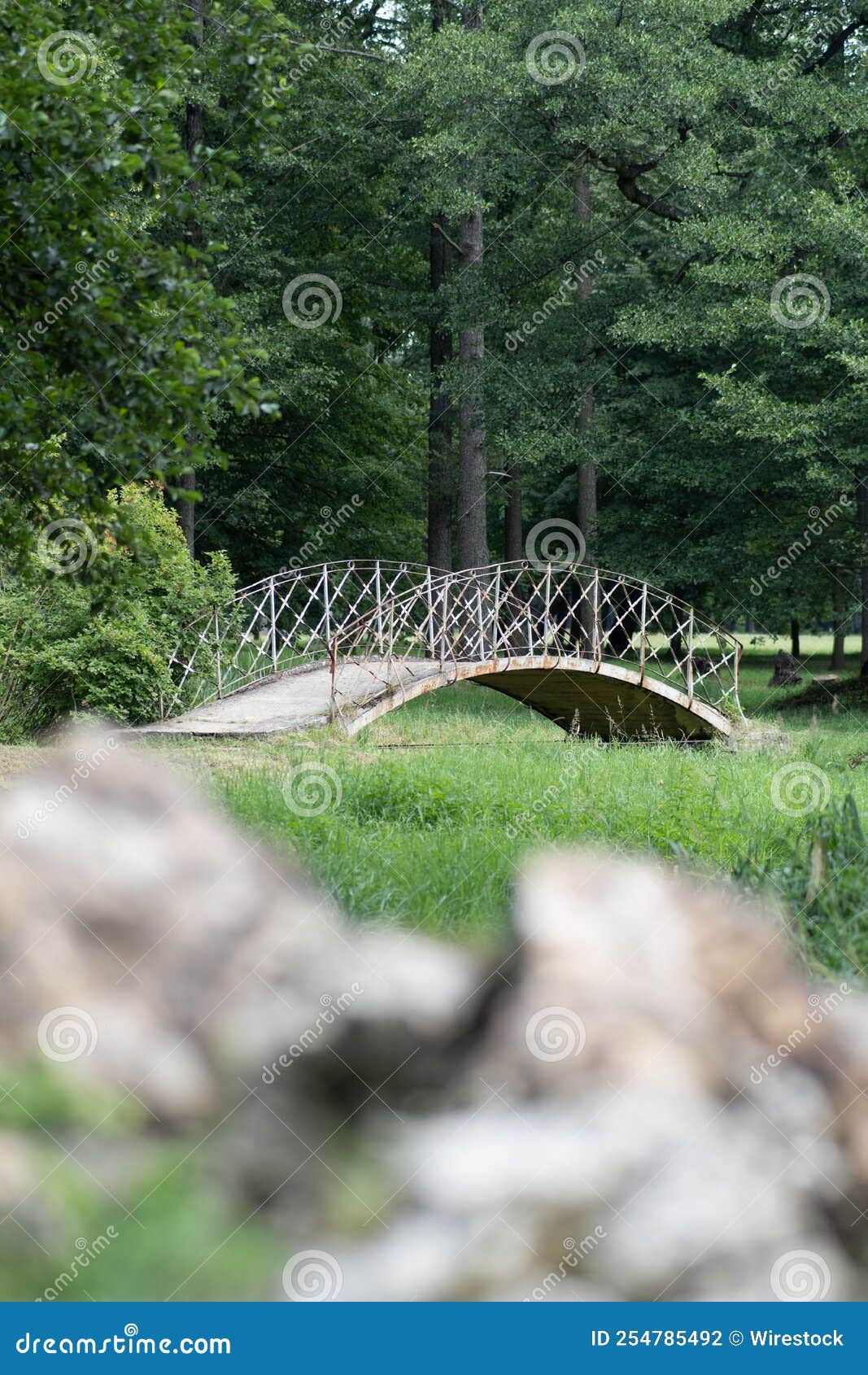 Vertical Shot of a Small Bridge in the Park Stock Photo - Image of ...